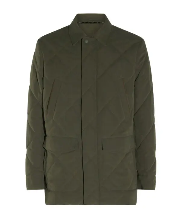 Canali Quilted Button-front Coat - Green