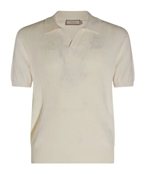 Canali Textured Knit Polo Top