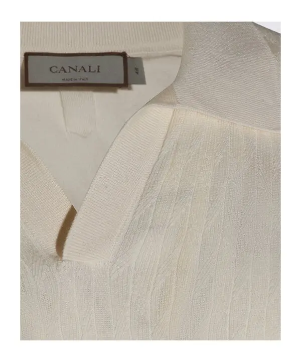 Canali Textured Knit Polo Top