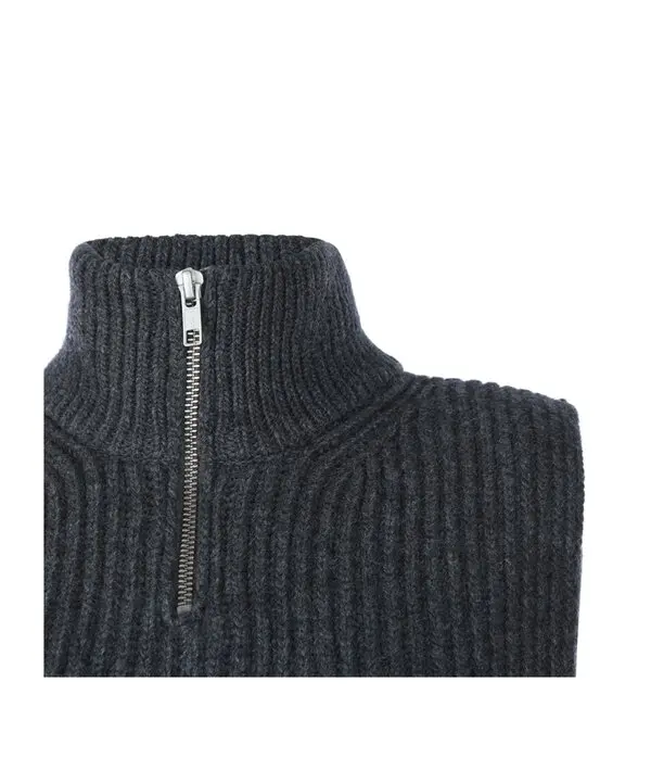 MAISON MARGIELA Ribbed Knit Turtleneck Vest With Half-zip Closure