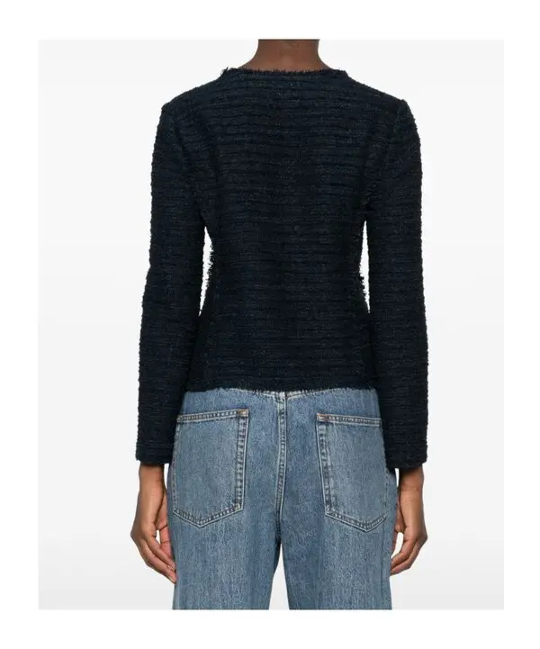 Emporio Armani Bow-detail Frayed-edge Jacket