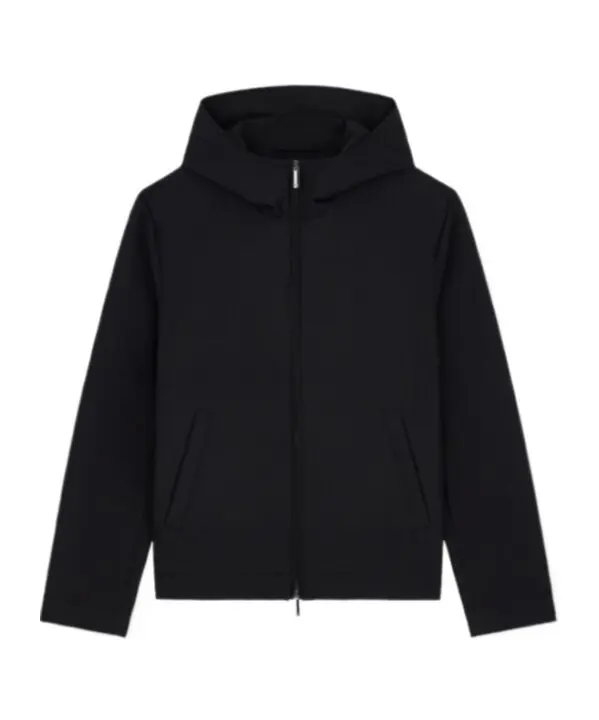 Emporio Armani Blouson Jacket Seersucker With Down And Feather Padding - Black