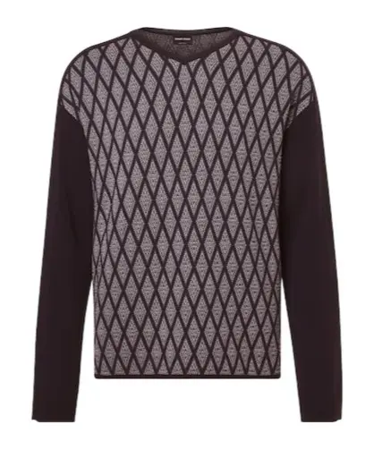 Giorgio Armani Wool And Cashmere Geometric Jacquard Crewneck Sweater