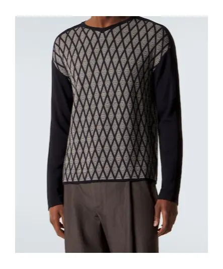 Giorgio Armani Wool And Cashmere Geometric Jacquard Crewneck Sweater