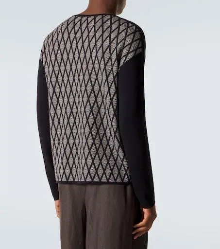 Giorgio Armani Wool And Cashmere Geometric Jacquard Crewneck Sweater