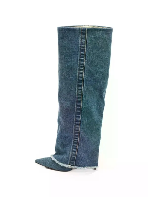 LE SILLA Pointed-toe Denim Mid-calf Boots
