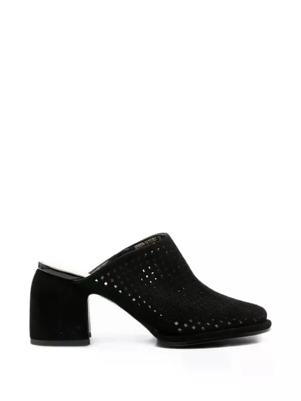 ADRIANNA FERETTI Perforated Block-heel Mules