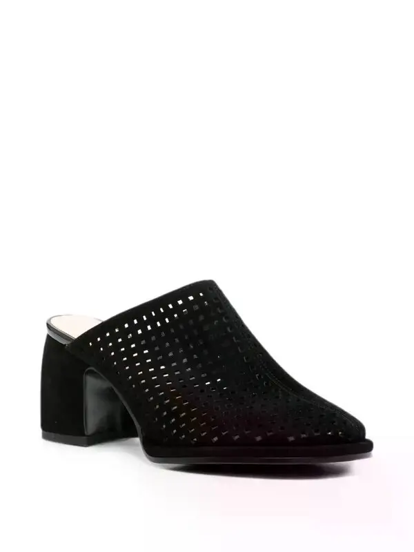 ADRIANNA FERETTI Perforated Block-heel Mules