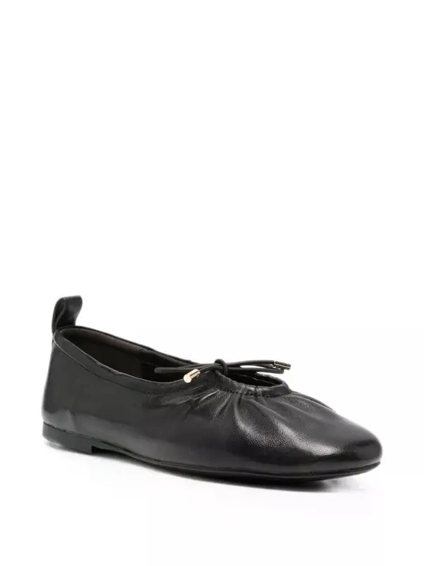 ADRIANNA FERETTI Leather Ballet Flats With Bow Detailing - Black