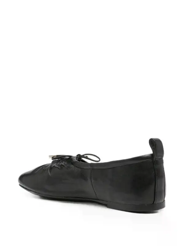 ADRIANNA FERETTI Leather Ballet Flats With Bow Detailing - Black