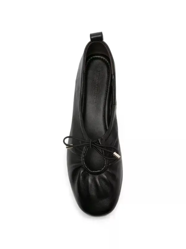 ADRIANNA FERETTI Leather Ballet Flats With Bow Detailing - Black