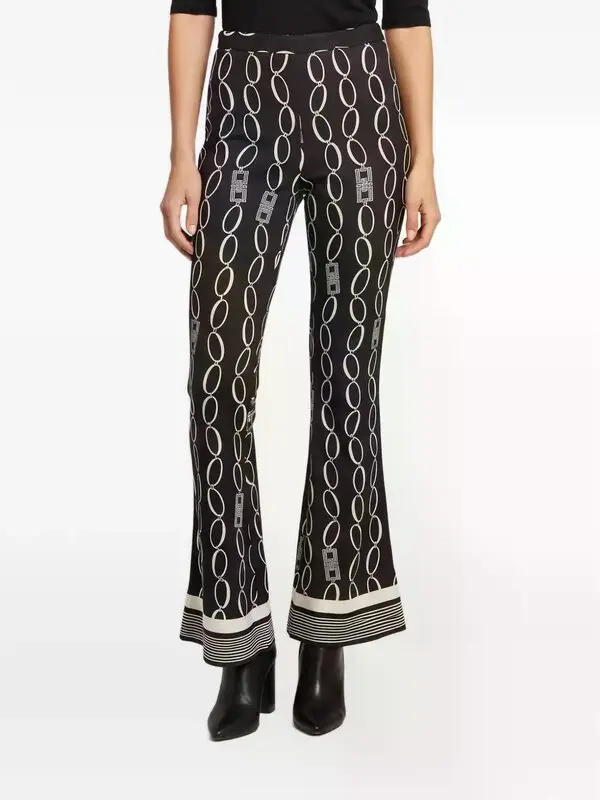 Elisabetta Franchi Chain-print Flared Trousers - Black
