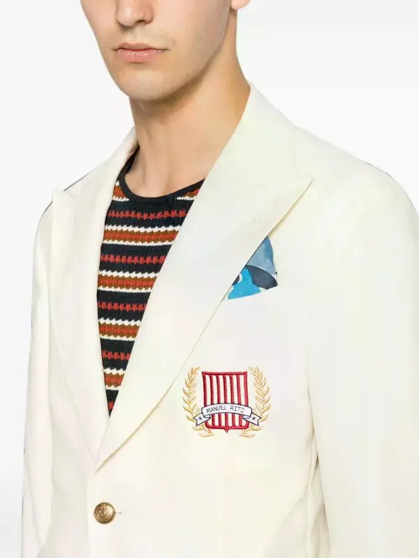 MANUEL RITZ Logo-embroidered Peak-lapel Jacket