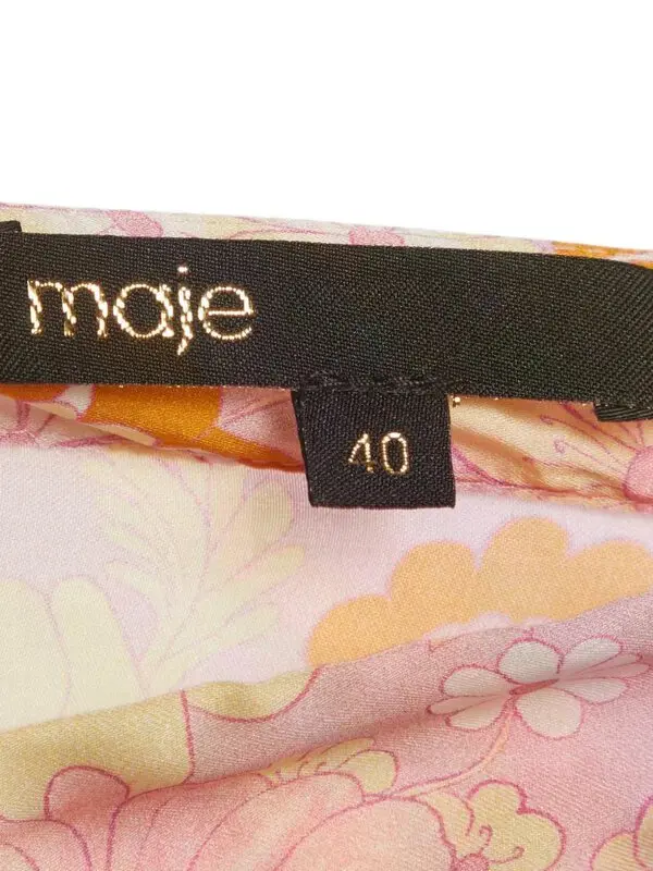 Maje Floral-print Satin Mini Dress