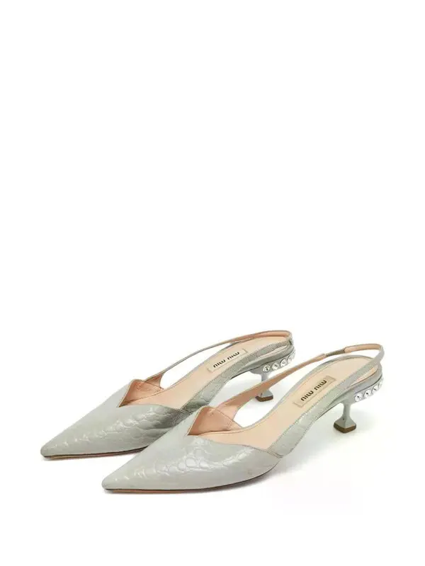 Miu Miu Croc-embossed Slingback Pumps
