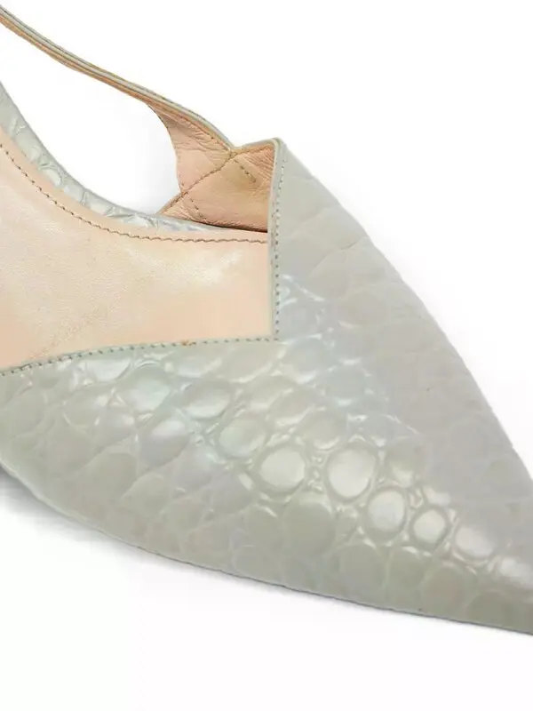Miu Miu Croc-embossed Slingback Pumps