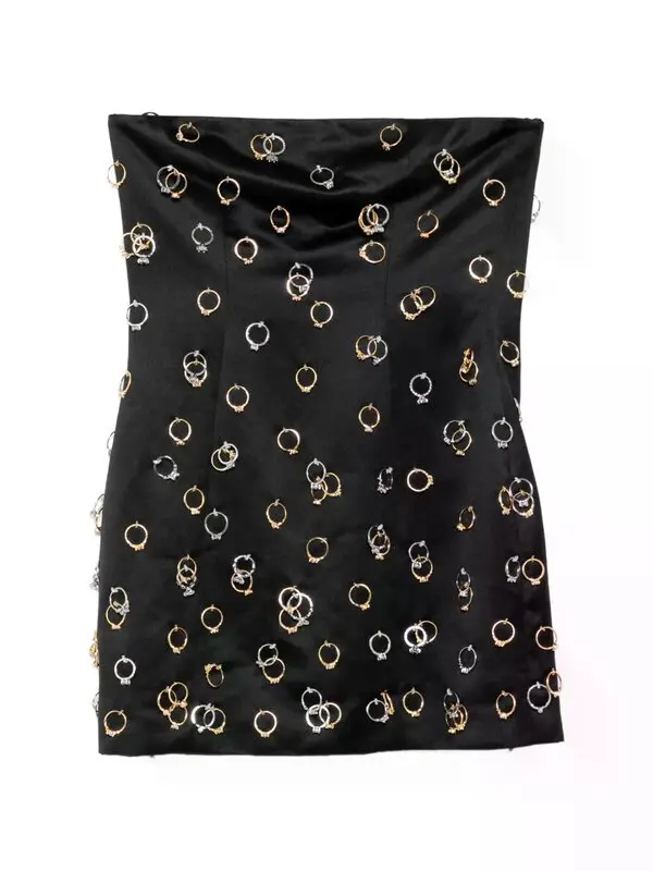 Cynthia Rowley Ring Embellished Strapless Mini Dress - Black