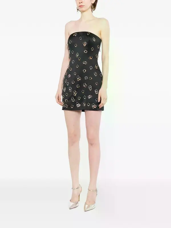 Cynthia Rowley Ring Embellished Strapless Mini Dress