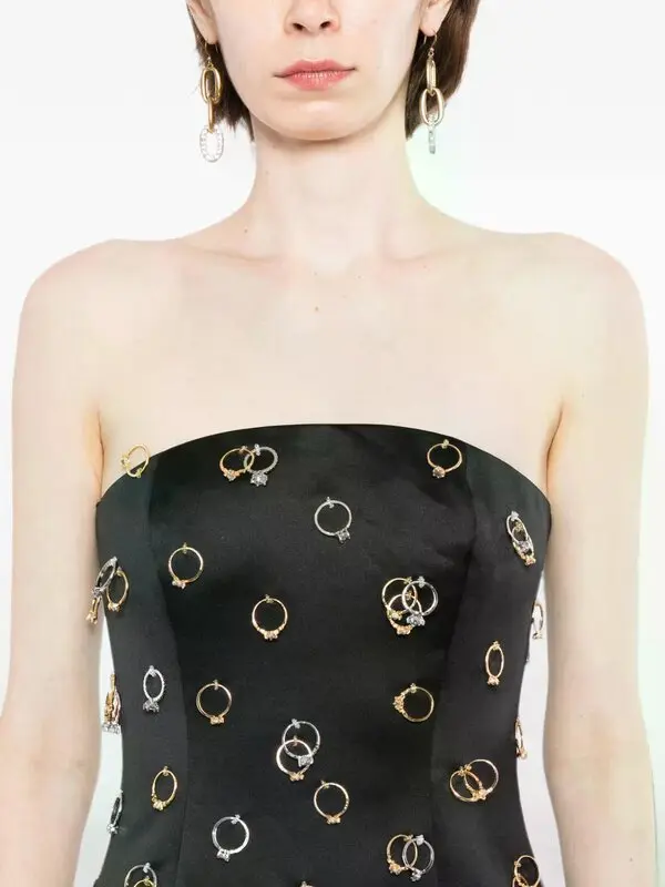 Cynthia Rowley Ring Embellished Strapless Mini Dress