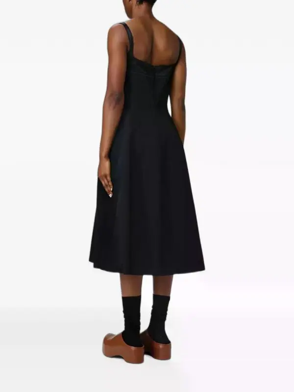 Marni Virgin Wool Frayed-edge Flared Midi Dress