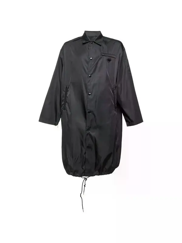 Prada Long-sleeve Coat With Logo Detail