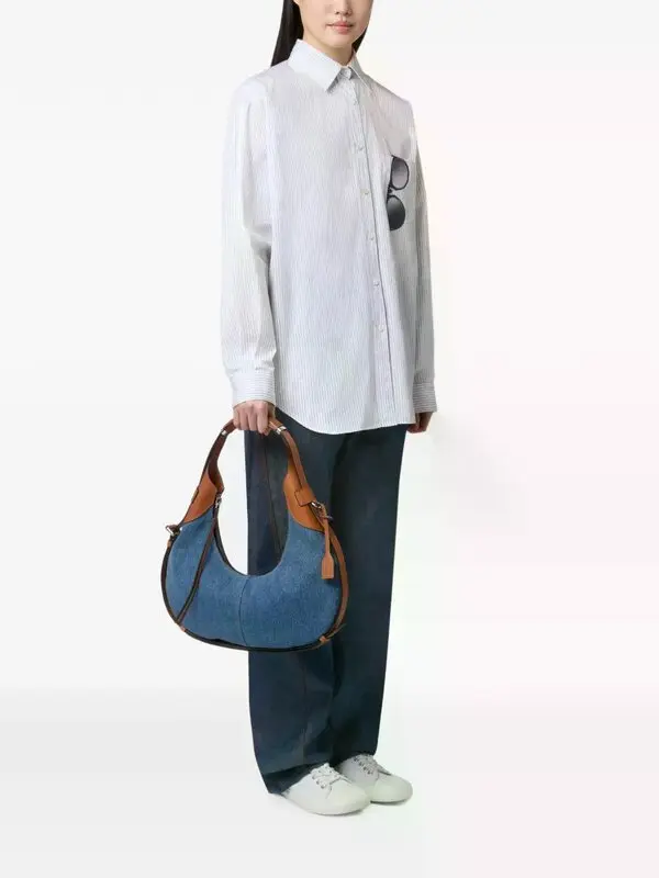 Moschino Denim Shoulder Bag With Leather Trim