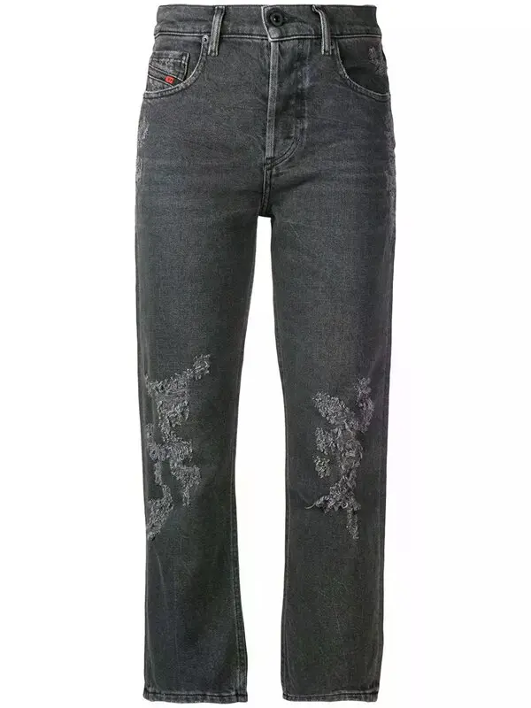 DIESEL® Cropped Slim Fit Jeans - Black