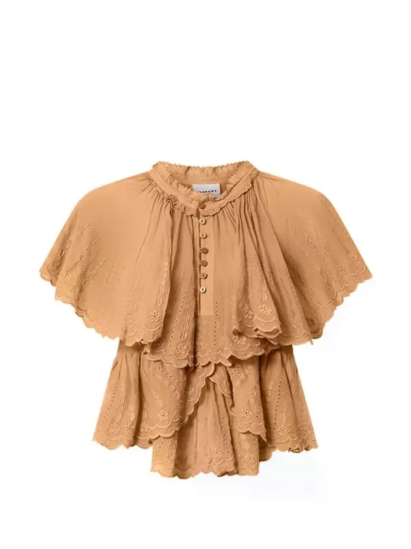 MARANT ETOILE Lorna Broderie Anglaise Top - Brown