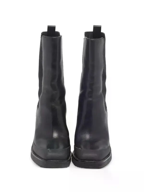 Tory Burch Leather Square Toe Block Heel Boots