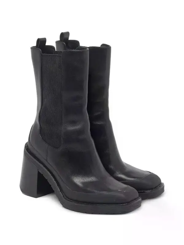 Tory Burch Leather Square Toe Block Heel Boots