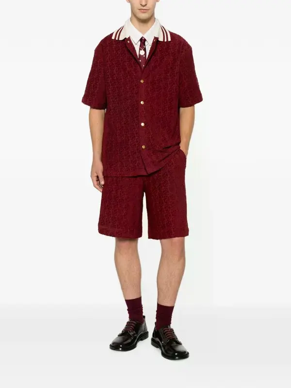 Drole De Monsieur Monogram-jacquard Striped-collar Shirt