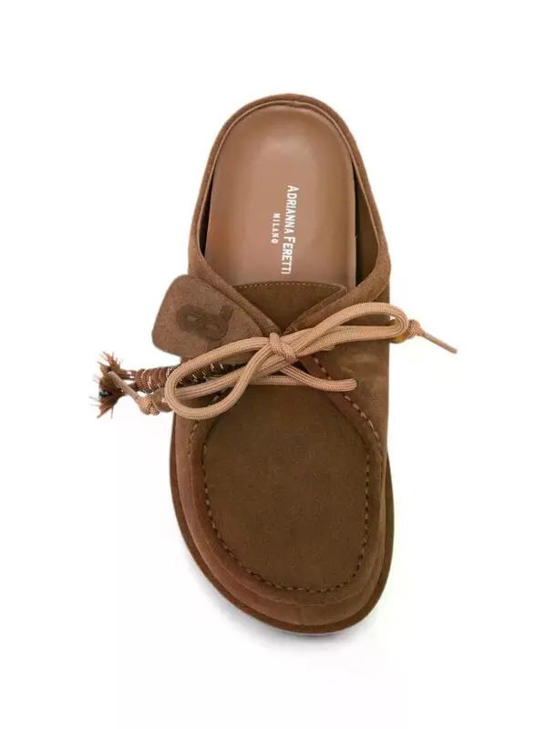 ADRIANNA FERETTI Lace-up Suede Mules