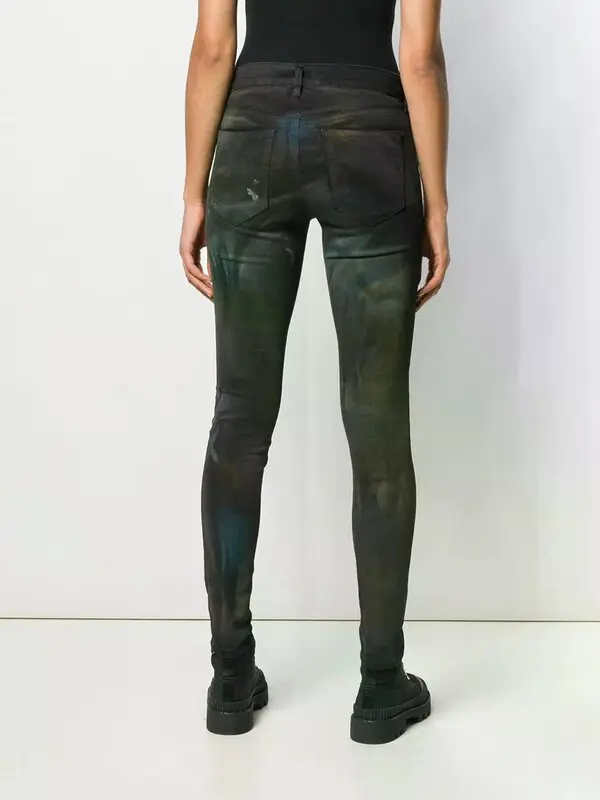 DIESEL® Stretch Cotton Skinny Jeans With Brush Stroke Print