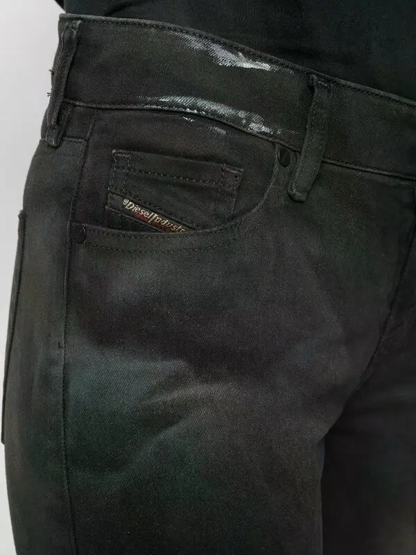DIESEL® Stretch Cotton Skinny Jeans With Brush Stroke Print