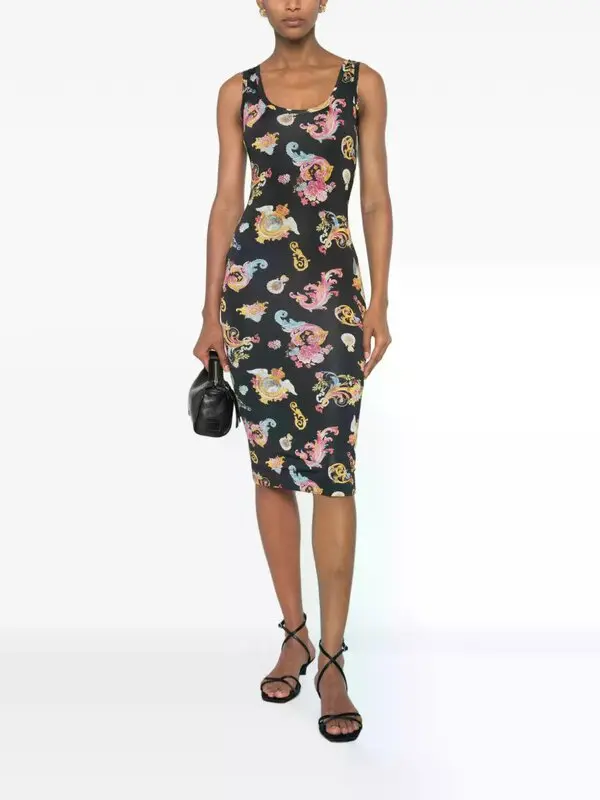 Versace Baroque Print Sleeveless Midi Dress
