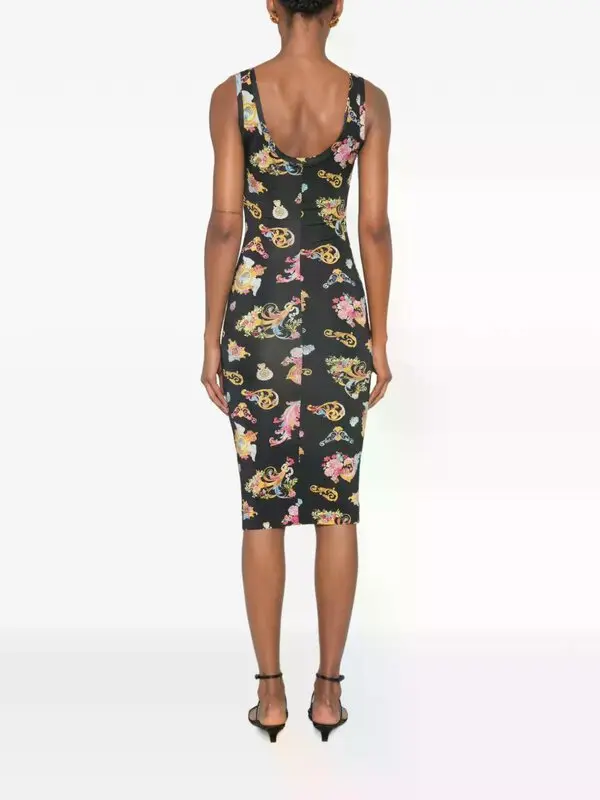 Versace Baroque Print Sleeveless Midi Dress