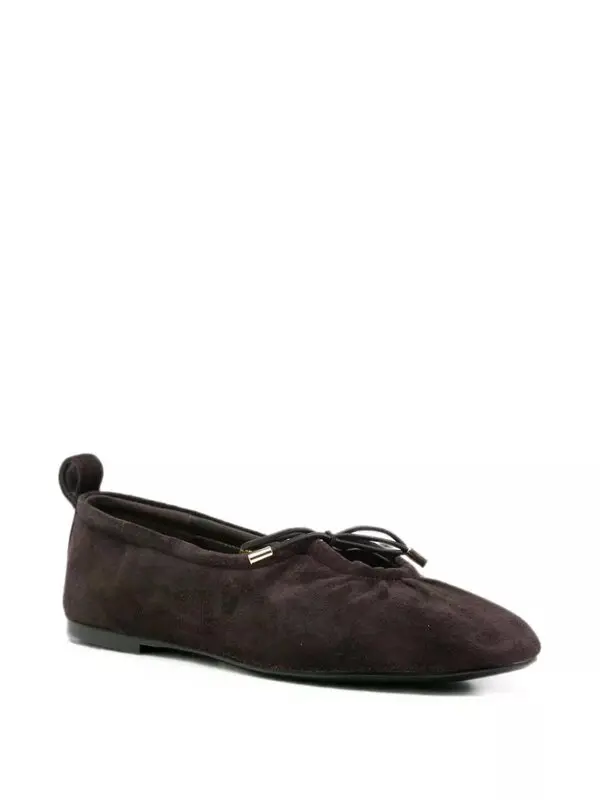 ADRIANNA FERETTI Suede Ballet Flats With Bow Detail - Brown