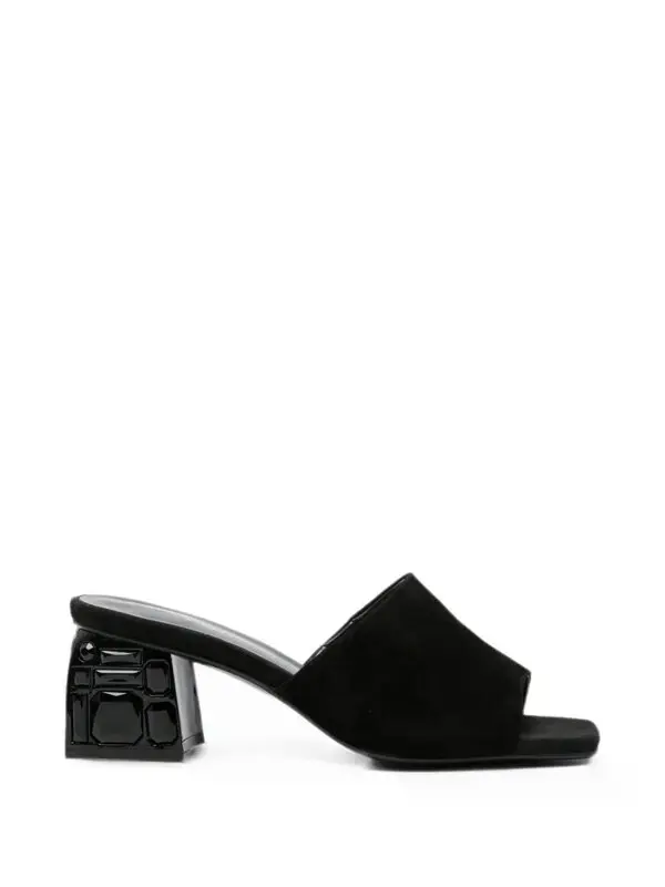 ADRIANNA FERETTI Adrianna Ferretti Crystal Embellished Block Heel Sandals - Black
