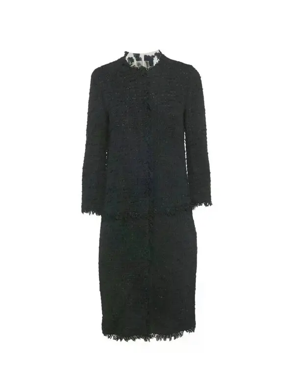 Giambattista Valli Frayed Tweed Coat - Black