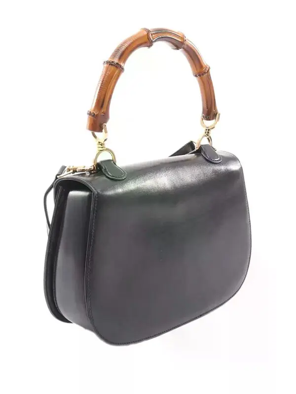 Gucci Calfskin Bamboo Night Satchel - Black