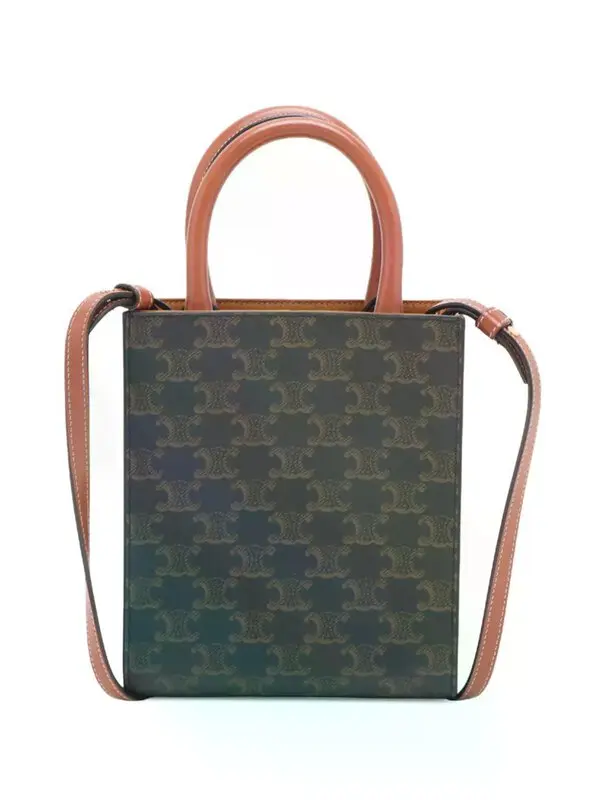 Celine Mini Vertical Cabas Satchel In Coated Canvas - Brown
