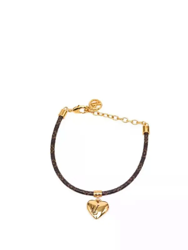 LOUIS VUITTON Monogram Blooming Heart Charm Bracelet - Brown