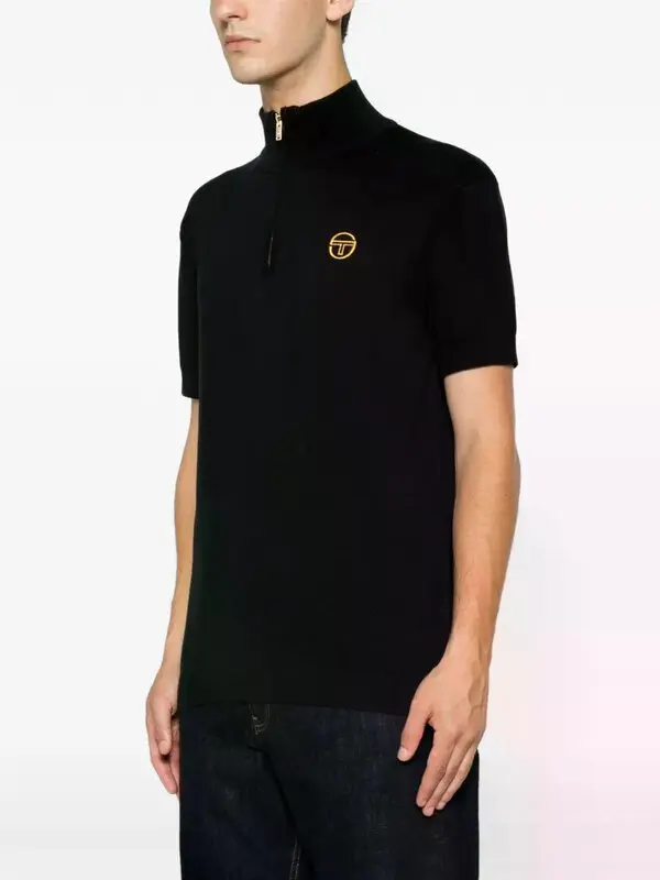 SERGIO TACCHINI Logo-embroidered Zip-neck Polo Shirt