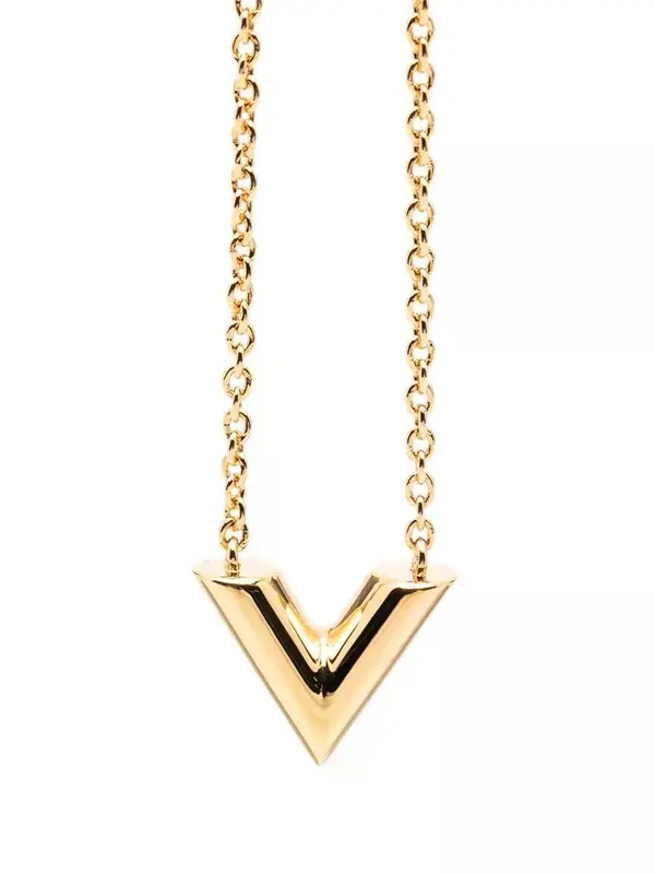 LOUIS VUITTON Essential V Pendant Necklace - Gold