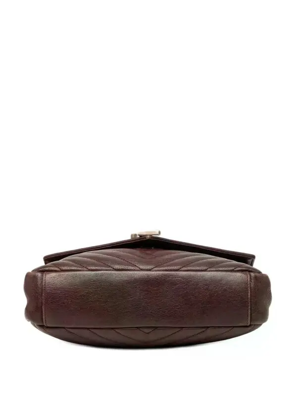 Saint Laurent Quilted Chevron Sheepskin College Satchel - Red