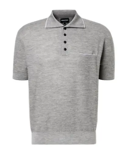 Giorgio Armani Cashmere And Silk Polo Shirt - Gray
