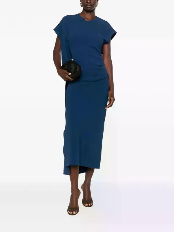 Victoria Beckham Draped-detail Midi Dress - Blue