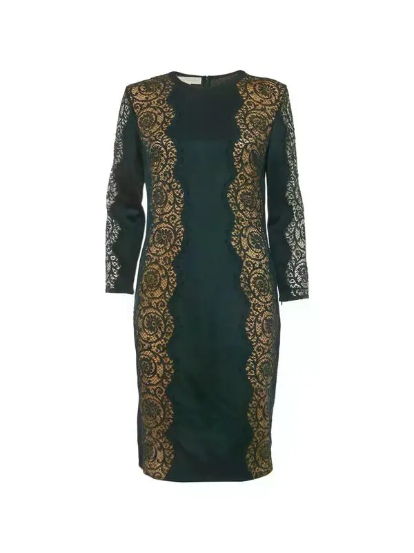 Stella McCartney Zip-up Mini Dress With Lace Trim - Green