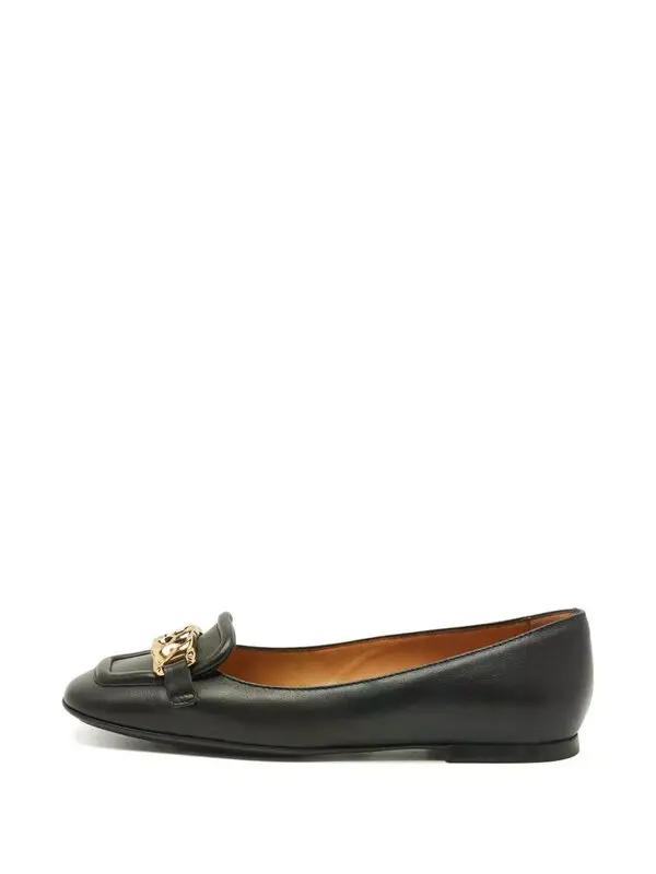 TOD'S Chain-link Leather Ballet Flats - Black