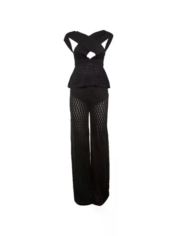 Missoni Ribbed Knit Top And Trousers Set - Blue